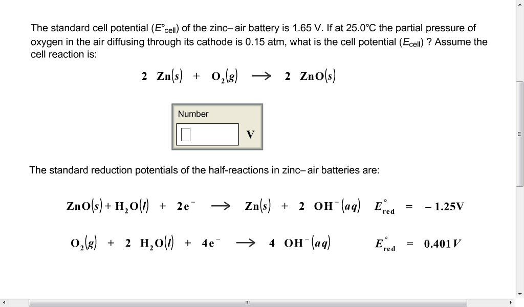 Solved The standard cell potential (E degree cell) of the | Chegg.com