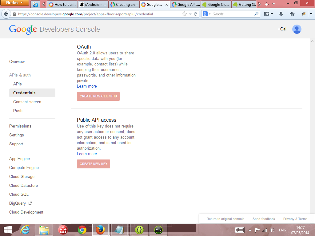 how to create api key to android Google Cloud Messaging for Android - Stack Overflow
