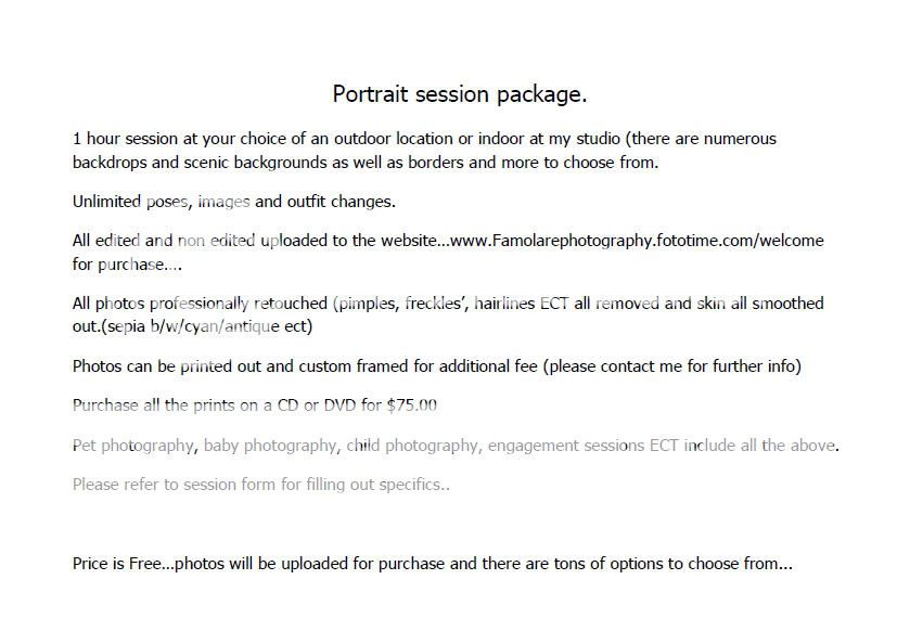 Portrait session package | Famolarephotography's Blog